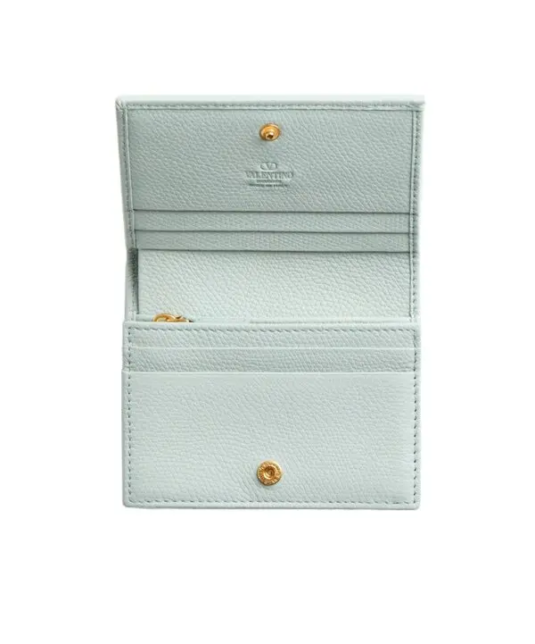 Valentino Garavani Vlogo Signature Grainy Calfskin Wallet - Sky Gray