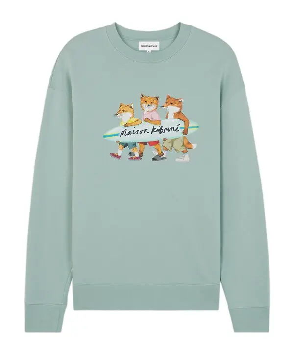 Maison Kitsuné Surfing Fox Crewneck Sweatshirt - Green