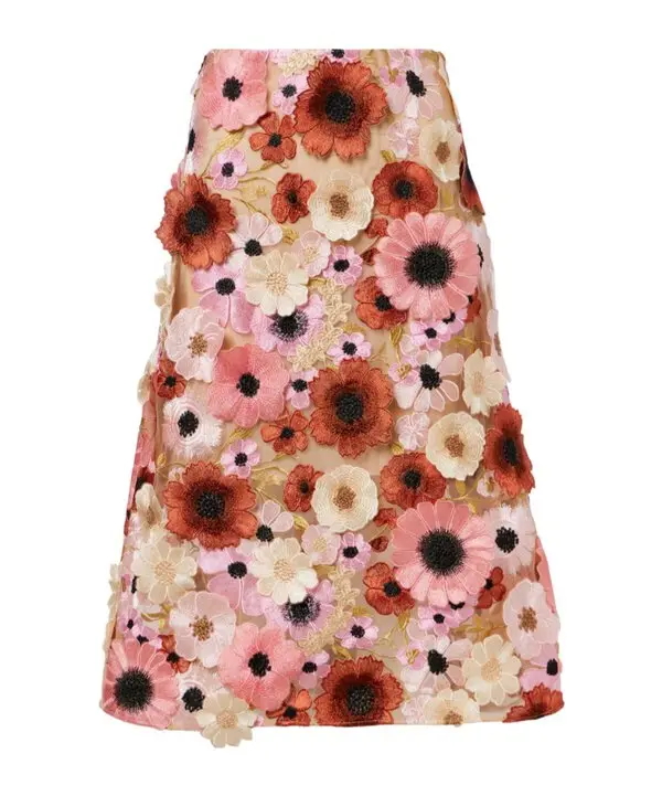 Dorothee Schumacher Blooming Meadow Floral-appliqué Midi Skirt - Pink