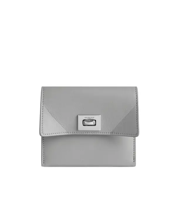 Balenciaga Rodeo Card Holder With Flap In Cloud Grey - Cloud Gray