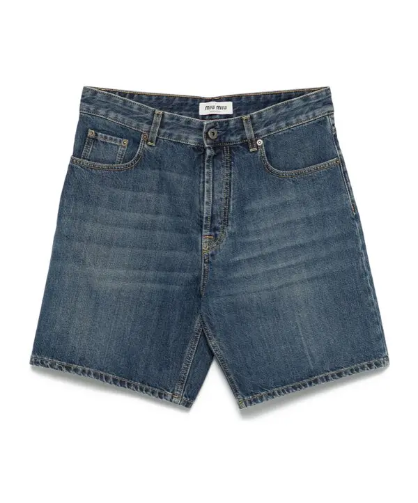 Miu Miu Washed Denim Bermudas - Blue
