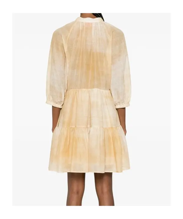 ERMANNO FIRENZE Embroidered Tassel Detail Mini Dress - Nude