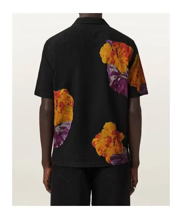 ALLSAINTS Nouvelle Short Sleeve Linen Blend Shirt - Jet Black
