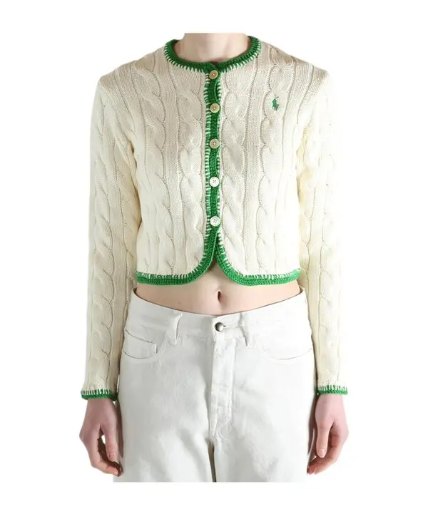 Polo Ralph Lauren Long Sleeve Crew Neck Cardigan - White