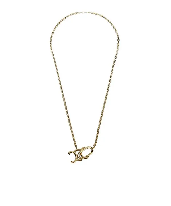 Celine Triomphe Lock Necklace In Brass With Gold Finish - Yellow