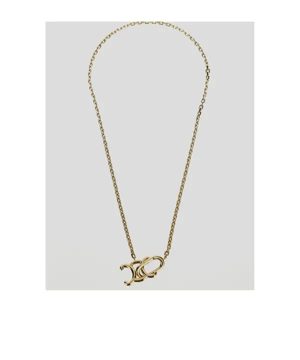 Celine Triomphe Lock Necklace In Brass With Gold Finish