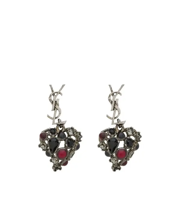 Saint Laurent Cassandre Heart-shaped Earrings - Black