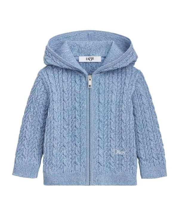 Dior Hooded Zipper Knit Sweater