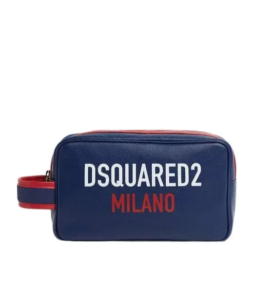Dsquared2 Logo Print Wash Bag - Blue/red
