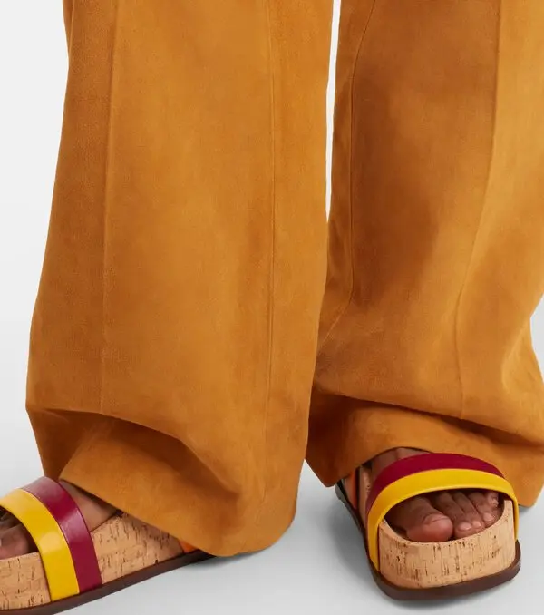 Gabriela Hearst Norman Belted Suede Wide-leg Pants - Brown