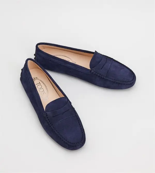 TOD'S Suede Penny Loafers With Rubber Bean Sole