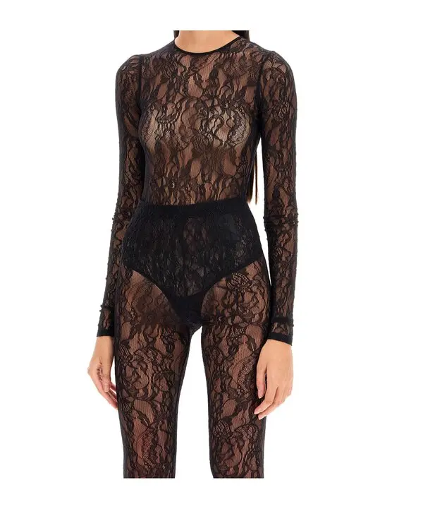 Wardrobe.NYC Long-sleeve Lace Bodysuit
