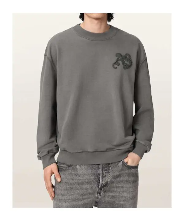 ALLSAINTS Insignia Crew Neck Cotton Sweatshirt