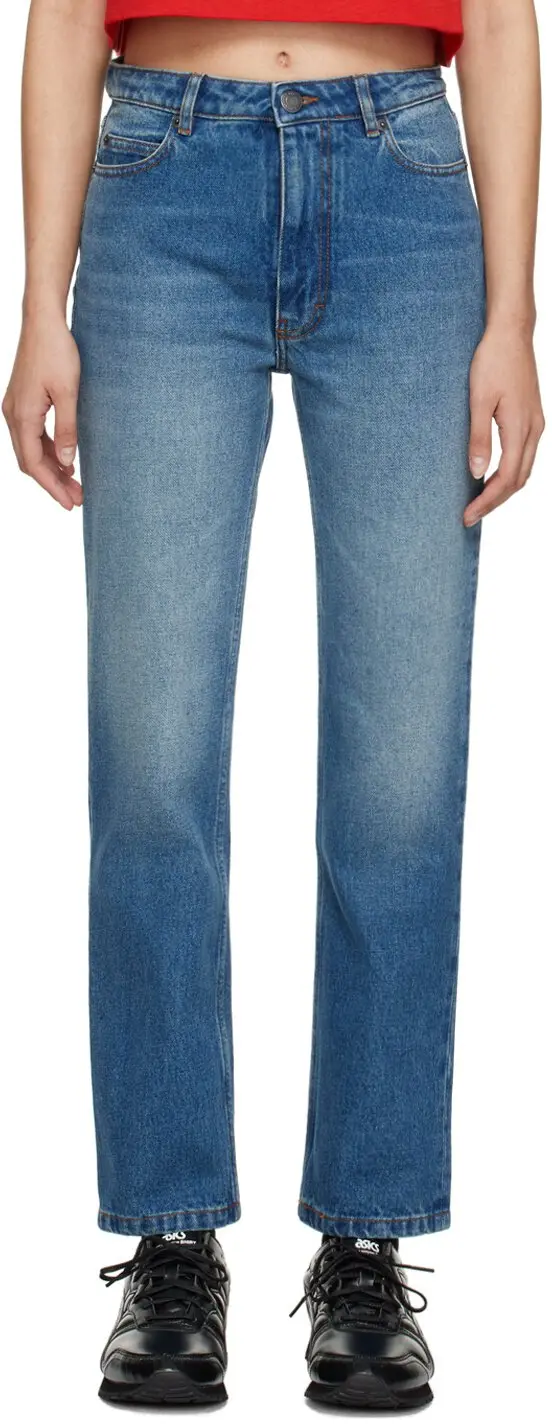AMI Paris Logo Patch Straight-leg Jeans