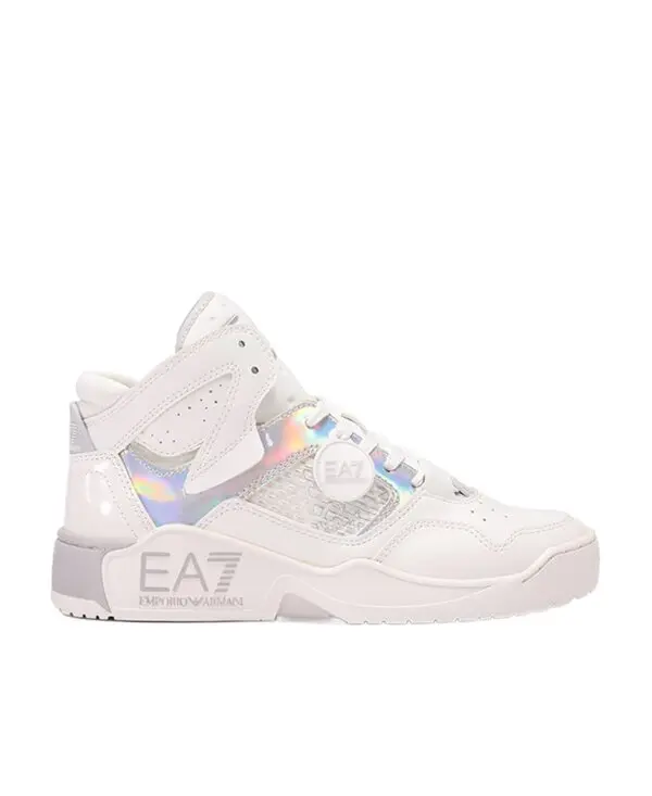 EA7 Iridescent-effect High-top Sneakers - White