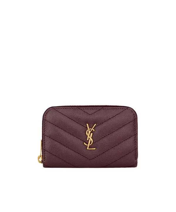 Saint Laurent Cassandre Grain De Poudre Leather Coin Purse - Red
