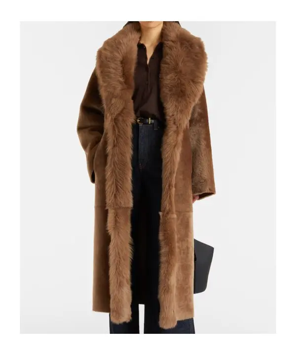 Nour Hammour Isadora Shearling Wrap Coat