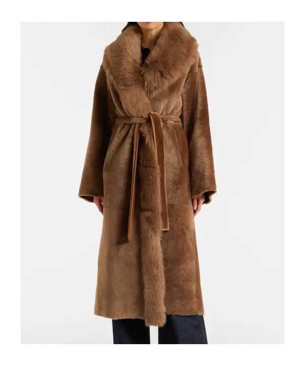 Nour Hammour Isadora Shearling Wrap Coat