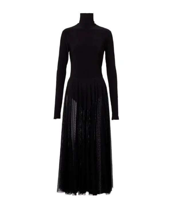 Norma Kamali Sheer Jersey And Mesh Midi Dress - Black