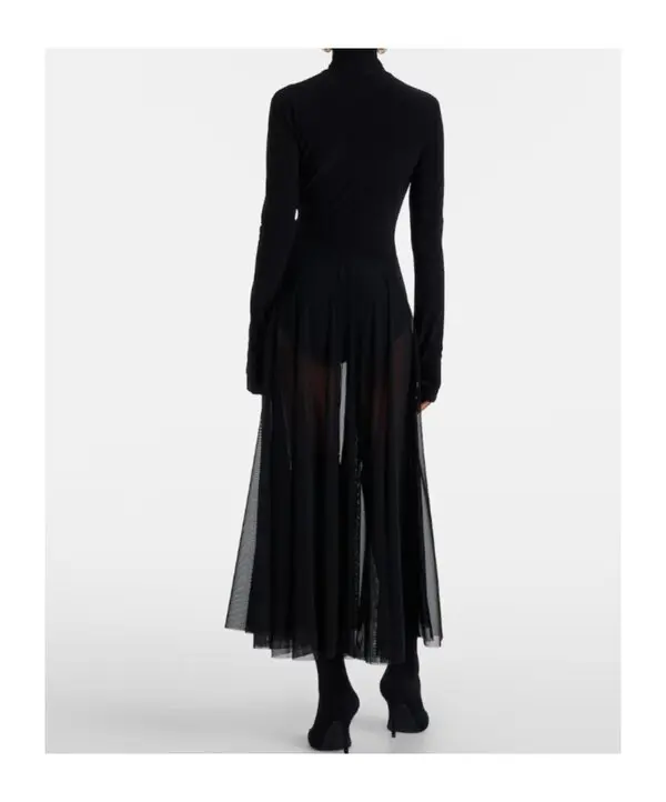 Norma Kamali Sheer Jersey And Mesh Midi Dress