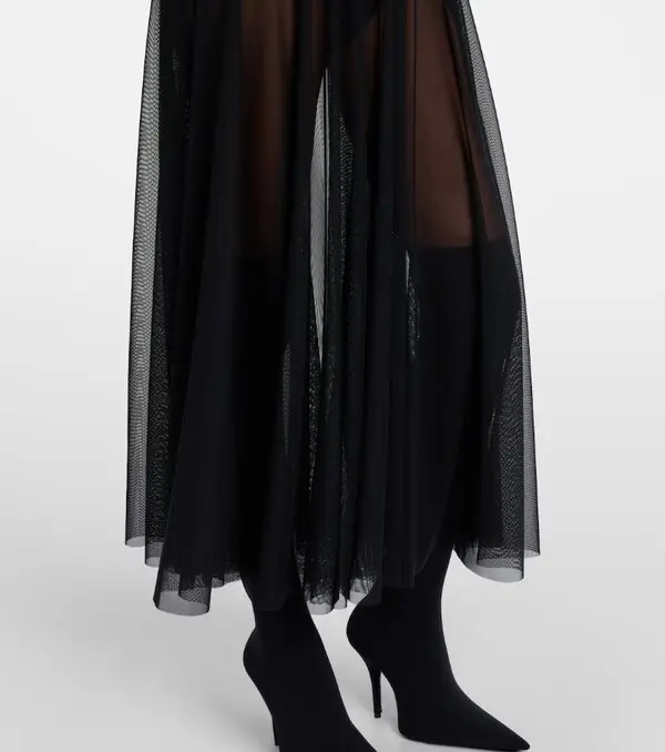 Norma Kamali Sheer Jersey And Mesh Midi Dress