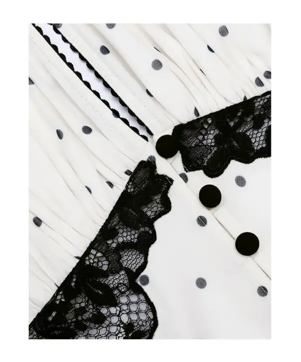 SELF-PORTRAIT Polka Dot Halter Neck Midi Dress