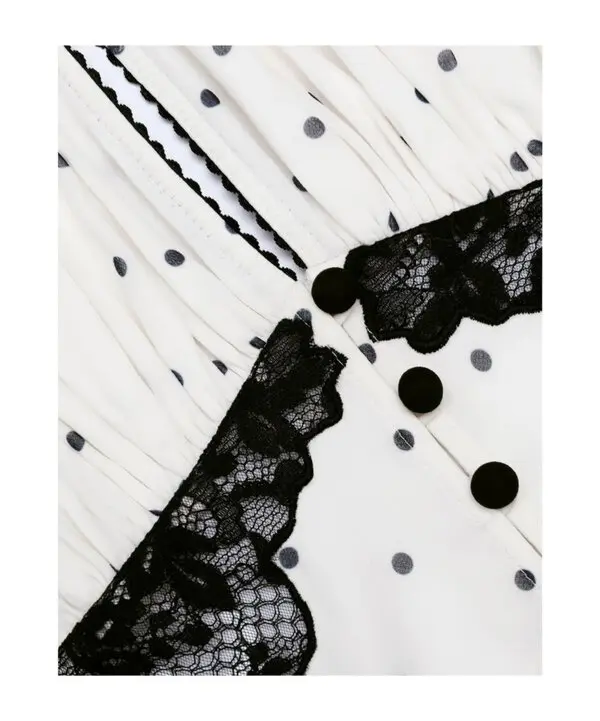 SELF-PORTRAIT Polka Dot Halter Neck Midi Dress - White