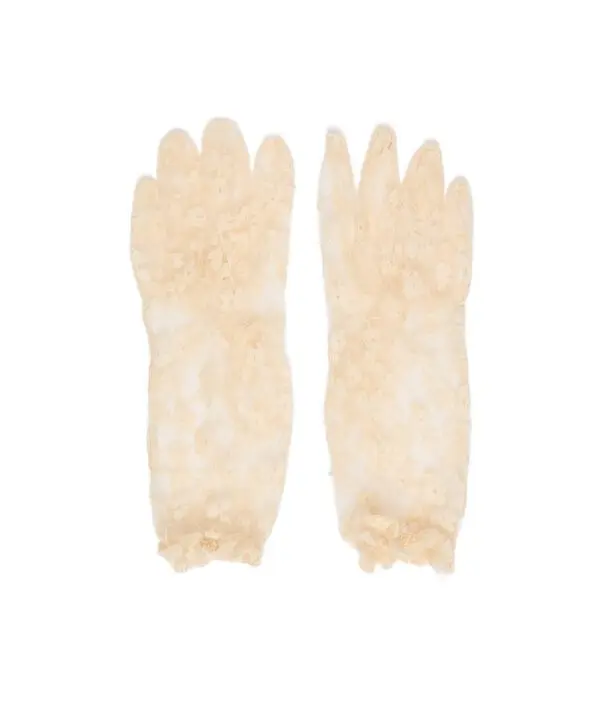 Valentino Garavani Lace Gloves With Vlogo Detail - Cream