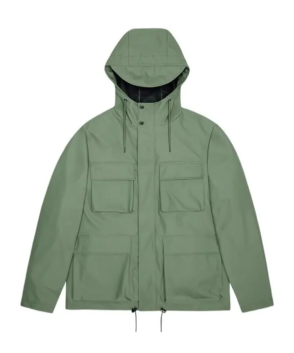 Rains Pocket Detail Hooded Jacket - Green
