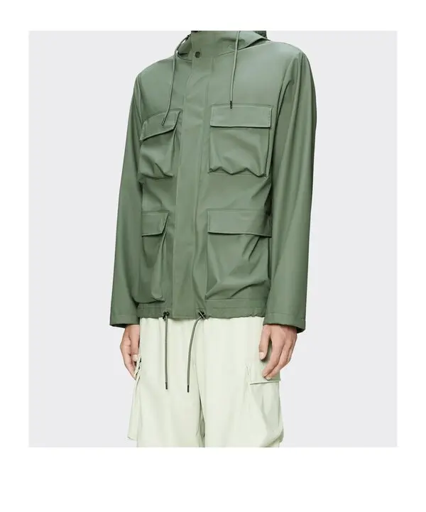 Rains Hooded Jacket With Drawstring And Flap Pockets