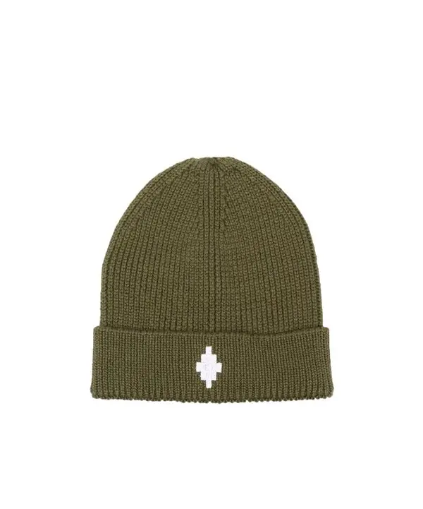 MARCELO BURLON COUNTY OF MILAN Logo-embroidered Ribbed-knit Hat - Green