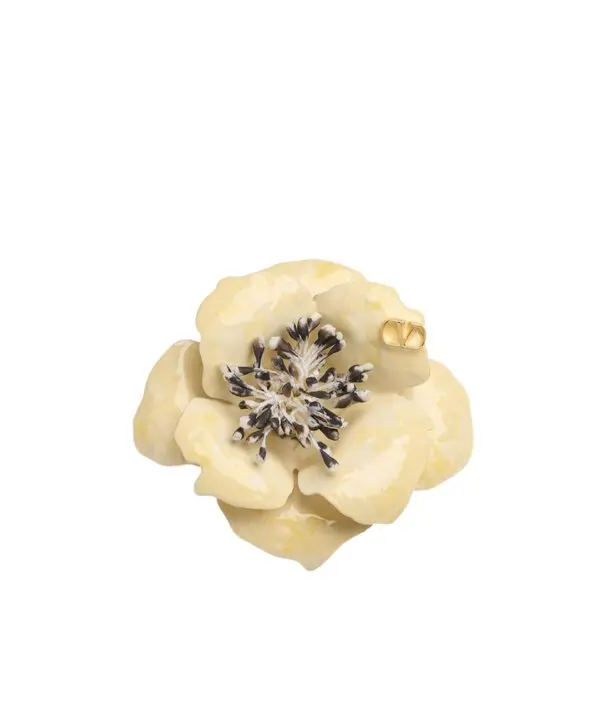 Valentino Garavani Fleur Lumineuse Logo Plaque Tie Clip - Nude