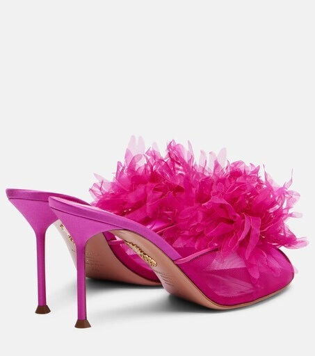 AQUAZZURA Floral-appliqué Satin Sandals
