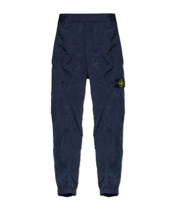Stone Island Logo Patch Straight-leg Pants - Blue