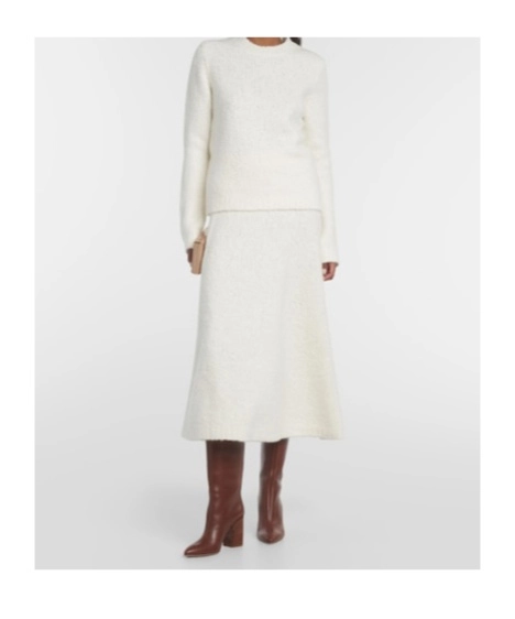 Gabriela Hearst Pablo Wool And Silk Bouclé Midi Skirt - White