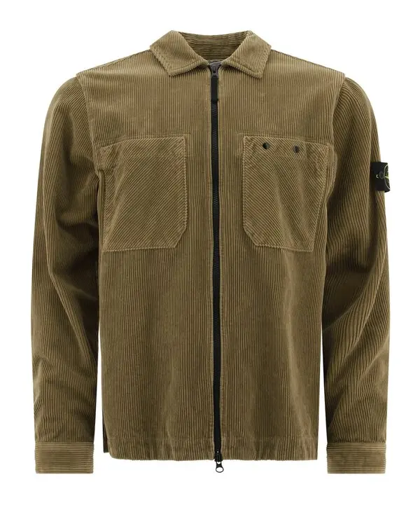 Stone Island Logo Patch Corduroy Overshirt