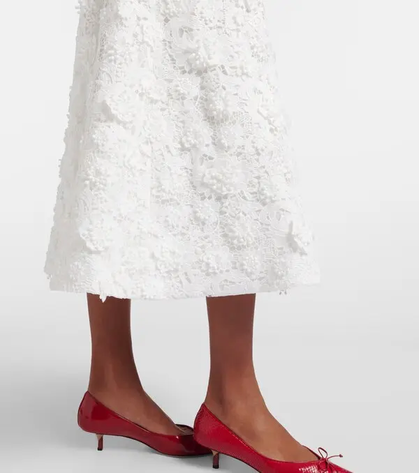 LEO Embroidered Lace Midi Dress