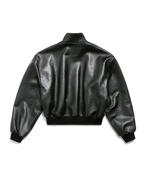 Balenciaga High-neck Leather Bomber Jacket