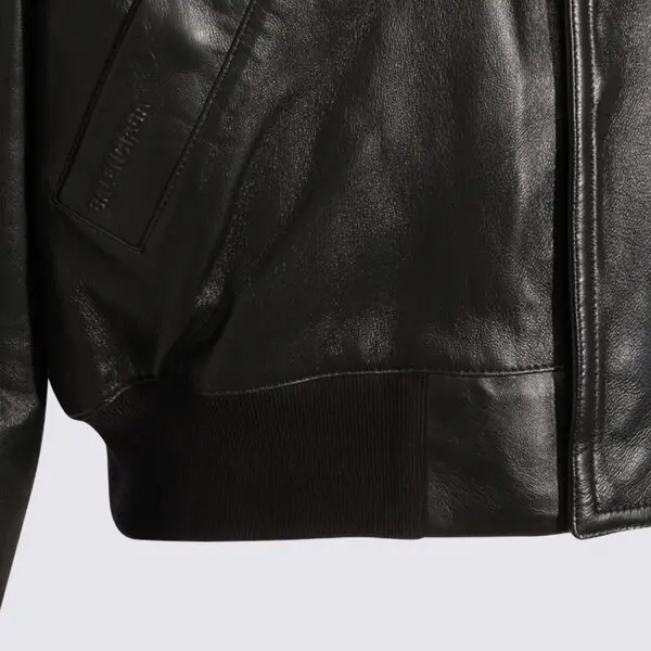Balenciaga High-neck Leather Bomber Jacket