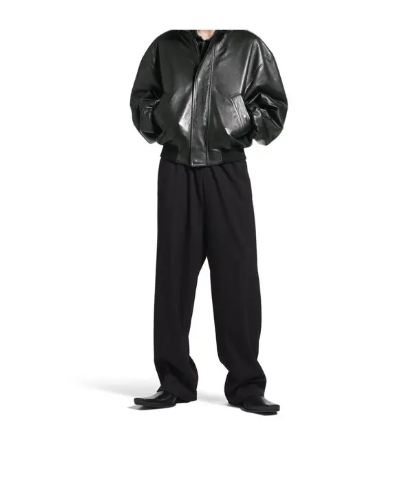 Balenciaga High-neck Leather Bomber Jacket