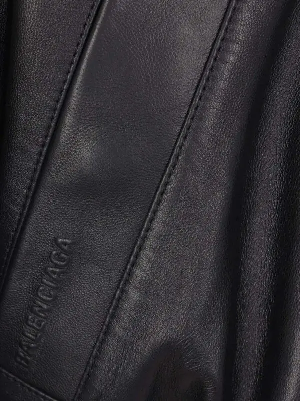 Balenciaga High-neck Leather Bomber Jacket