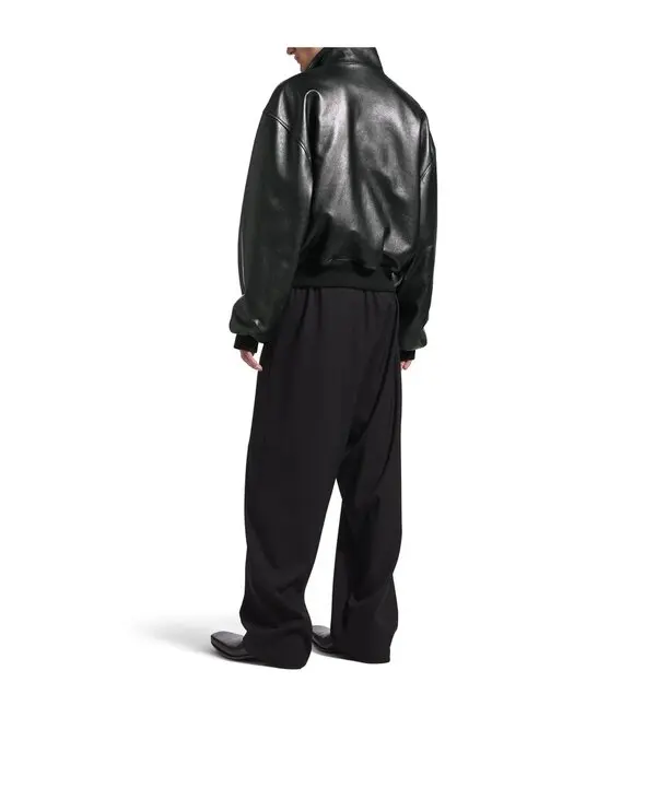 Balenciaga High-neck Leather Bomber Jacket