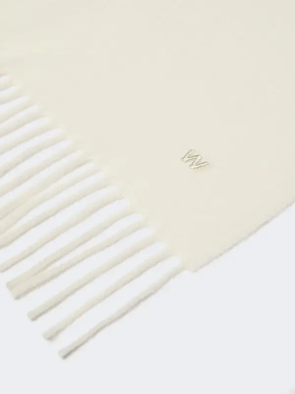 Max Mara Logo Embroidered Fringed Scarf