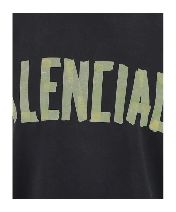 Balenciaga Tape Type Medium Fit T-shirt In Faded - Black