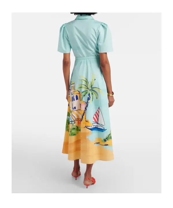 LEO Printed Belted Cotton Shirt Dress