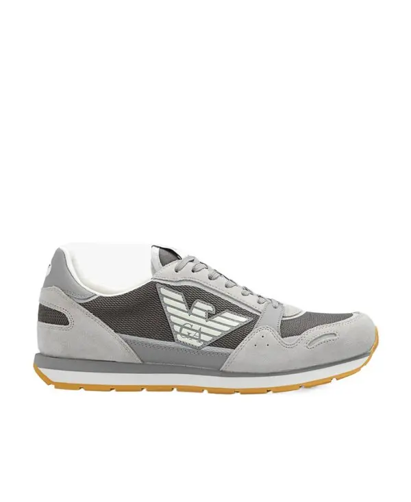Emporio Armani Panelled Low-top Sneakers - Gray