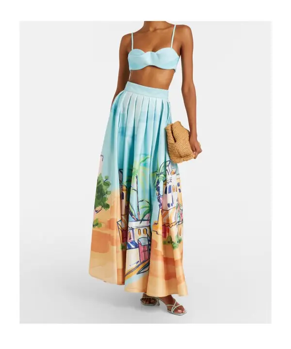 LEO Printed Satin Maxi Skirt