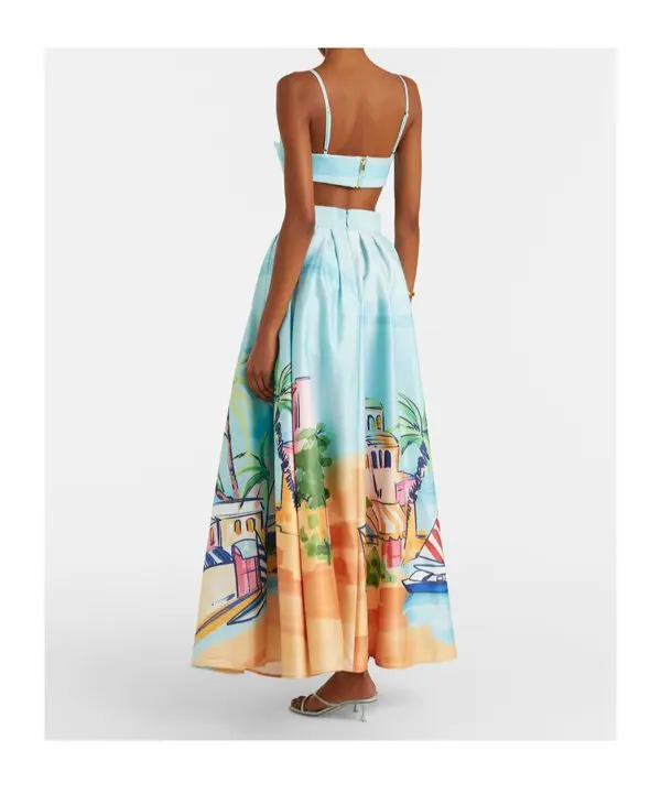 LEO Printed Satin Maxi Skirt