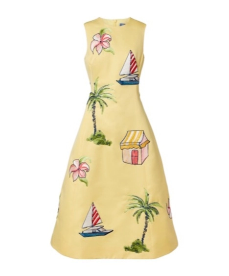 LEO Beaded Patch-appliqué Midi Dress