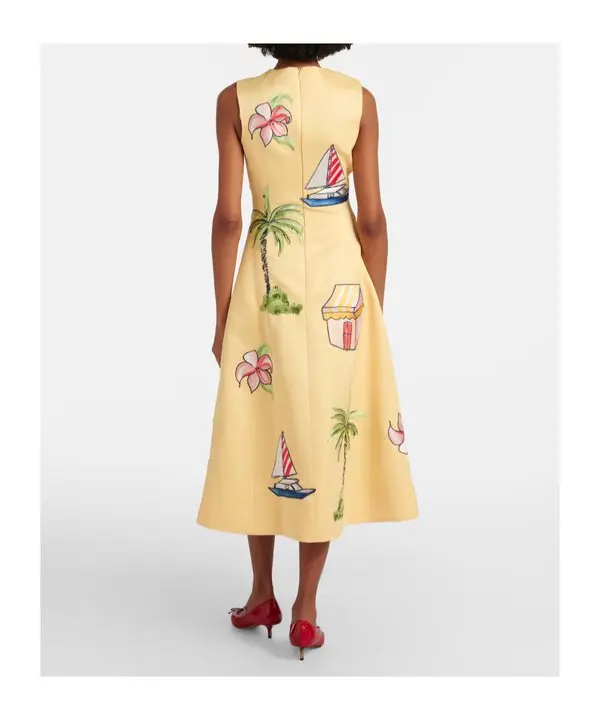 LEO Beaded Patch-appliqué Midi Dress